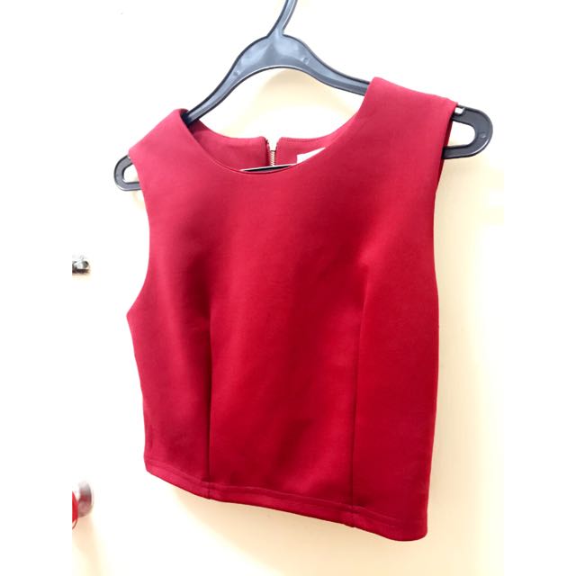 Red Wine Color Korean Style Top, Women's Fashion, Tops, Sleeveless on ...