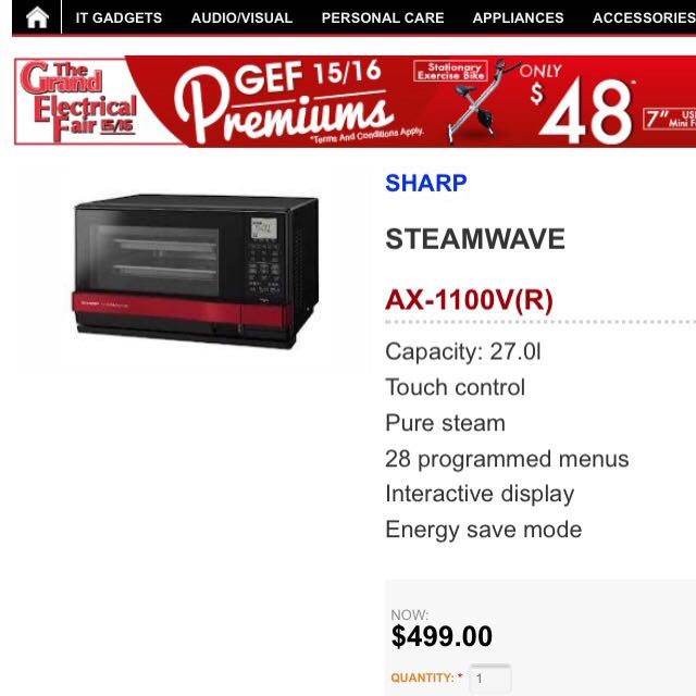 Sharp Steamwave Oven AX 1100v, TV & Home Appliances, Kitchen Appliances ...