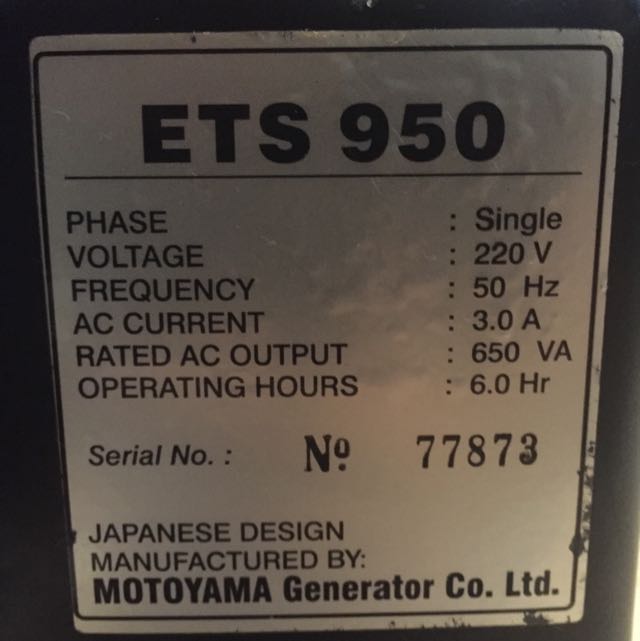 Motoyama Generator ETS 950, Everything Else on Carousell