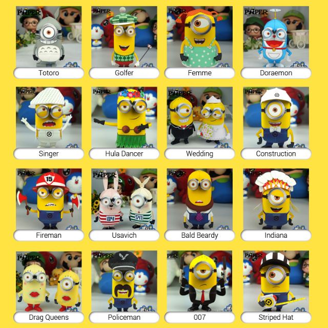 Minion 3D Paper Model (Figurine) - DIY Cartoon Handcraft Paper Sculptor ...