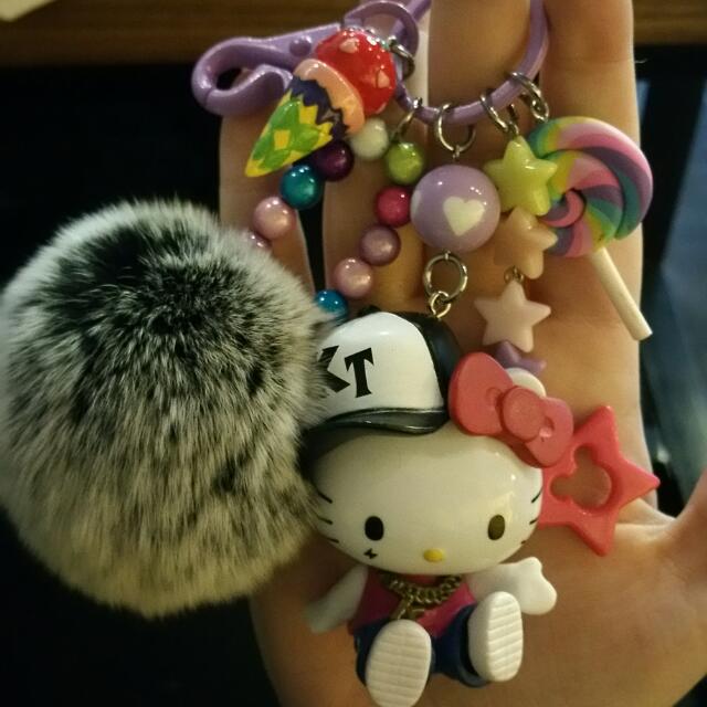Punk Rapper Hip Hop Hello Kitty Bag Charm Key Fob, Luxury on Carousell