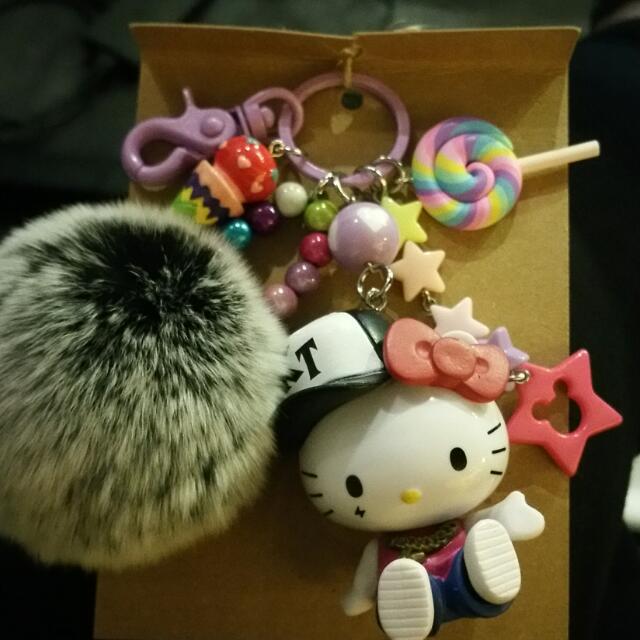 Punk Rapper Hip Hop Hello Kitty Bag Charm Key Fob, Luxury on Carousell