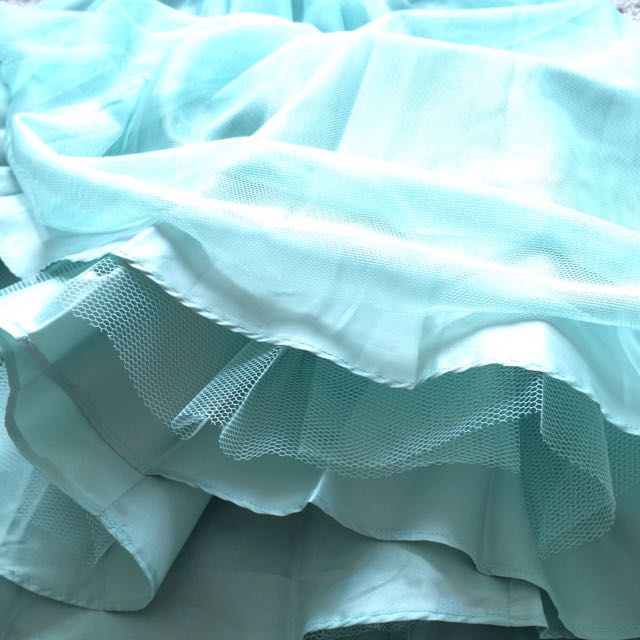 BCBG Cut Label Toga Tulle Pastel Green Dress, Women's Fashion, Tops ...