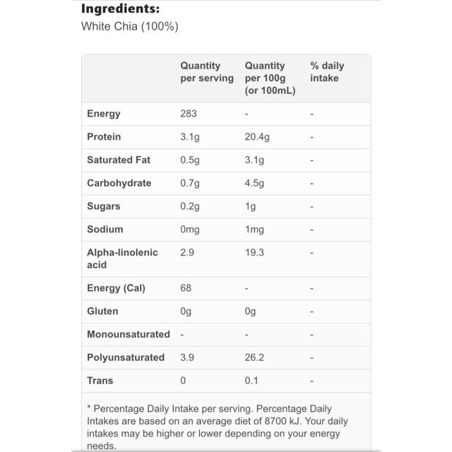 Coles Simply Australian White Chia Seeds, Women's Fashion, Jewelry ...