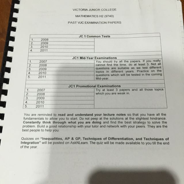 VJC H2 Math REVISION SUMMARY BOOK +JC1 PAST YEAR PAPERS + FREE REVISION ...