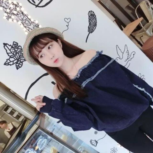 BRAND NEW Ripped Denim cross shoulder top, Women's Fashion, Bottoms ...