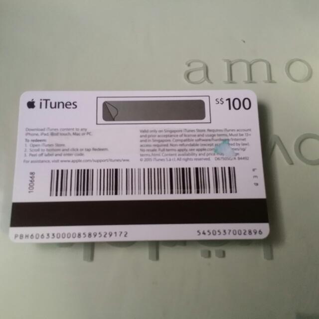 iTunes Gift Card with $100 value, Tickets & Vouchers, Vouchers on Carousell