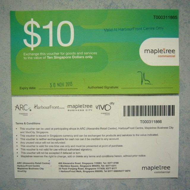 Mapletree gift vouchers - Vivocity & Alexandra Retail Centre, Tickets ...