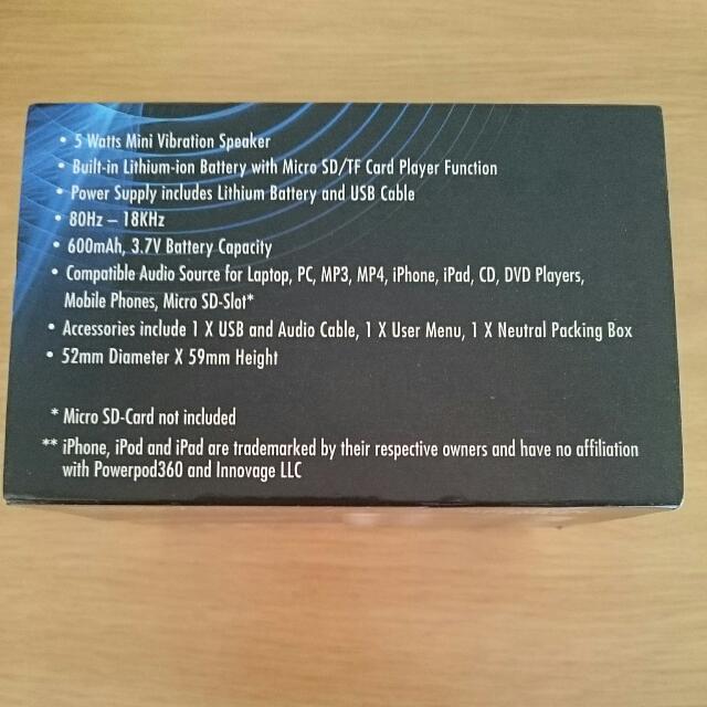 Power Pod 360 USB Vibration Speaker (Black), Computers & Tech, Parts ...