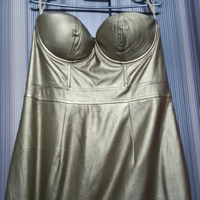Rare Metallic Gold Bandeau Dress, Women's Fashion, Tops, Sleeveless on ...