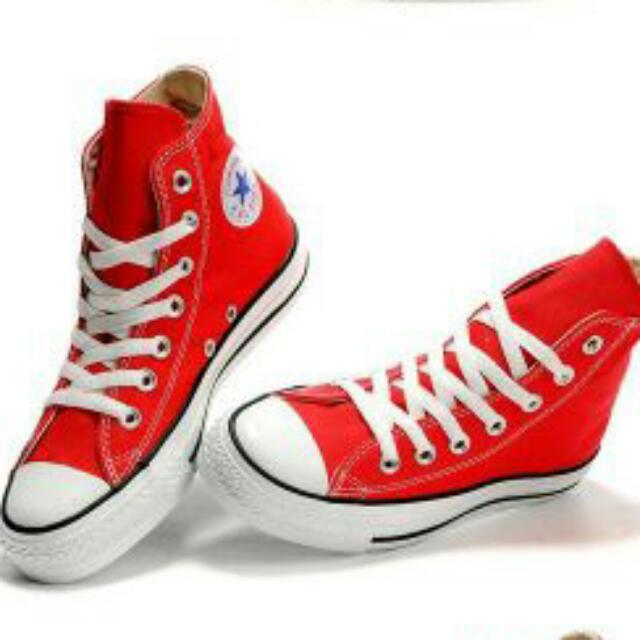 Red High Cut Converse, Luxury, Sneakers & Footwear on Carousell