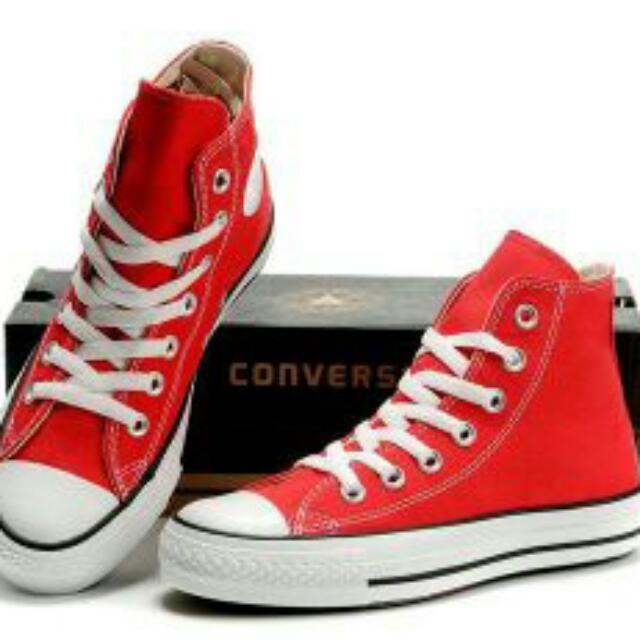 Red High Cut Converse, Luxury, Sneakers & Footwear on Carousell