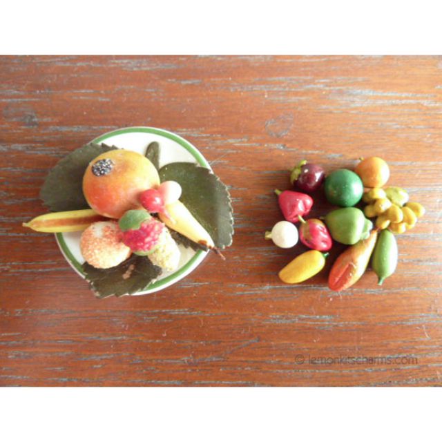 Vintage Miniature Fruit Plate and Loose Fruits for dollhouse, Furniture ...