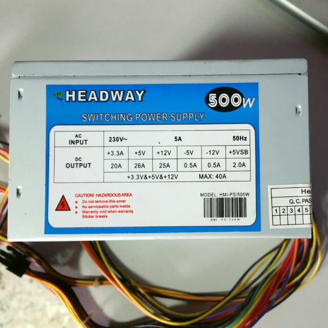 Headway 500W Power Supply, Computers & Tech, Parts & Accessories ...