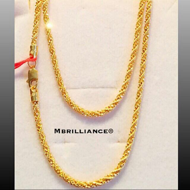Laser Rope chain 916 Gold By Mbrilliance, Luxury on Carousell