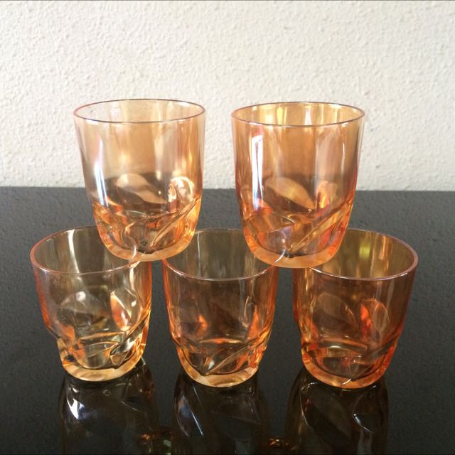 Shiny orange drinking glasses, Furniture & Home Living, Kitchenware ...