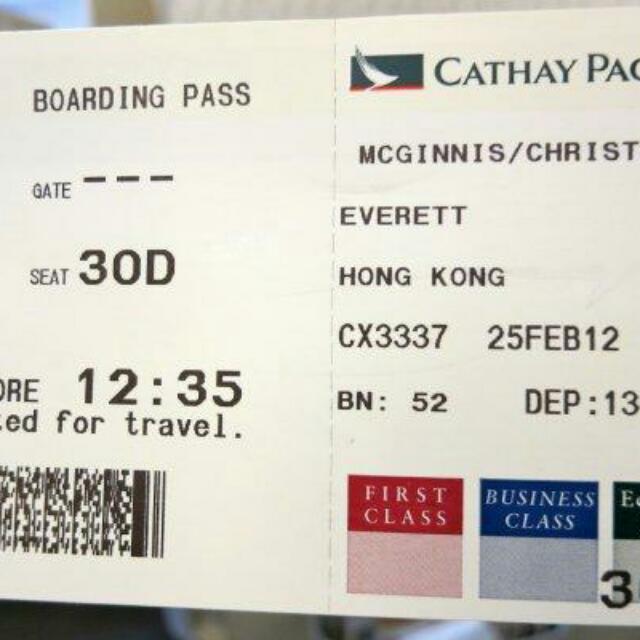 Cathay Pacific Economy Tix HK-SG Return, Tickets & Vouchers, Local ...