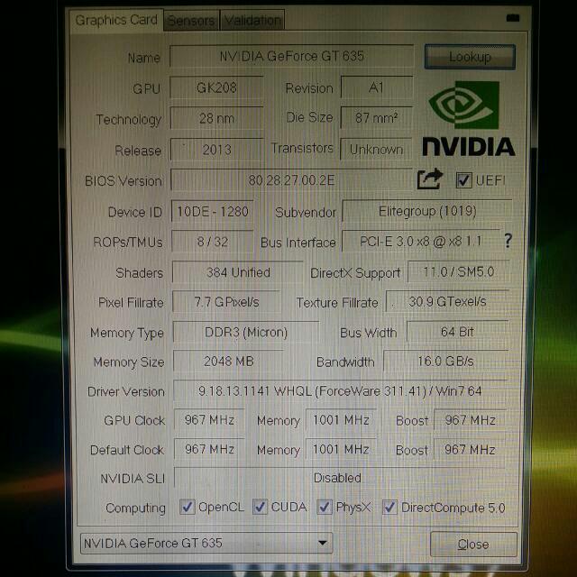Nividia Geforce GT 635 2GB GGDR3, Computers & Tech, Parts & Accessories ...