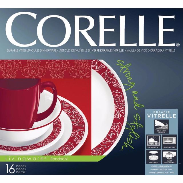 Corelle Set 16 Pieces Bandhani Brand New, Furniture & Home Living, Kitchenware & Tableware ...
