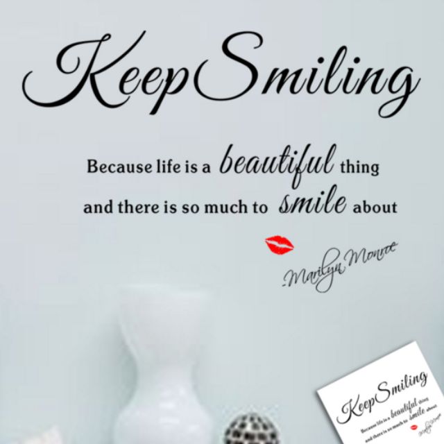 Keep Smiling Motivational Wall Sticker(Pre-order), Furniture & Home ...