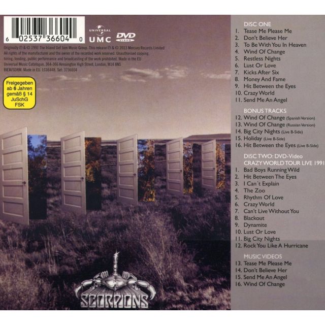 SCORPIONS- Crazy World CD+DVD, Deluxe Edition Rock Audio Music, Hobbies ...