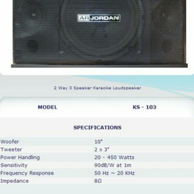 AR JORDAN KS-103 KARAOKE SPEAKER SYSTEM (2nd Hand) For Sale, Audio ...