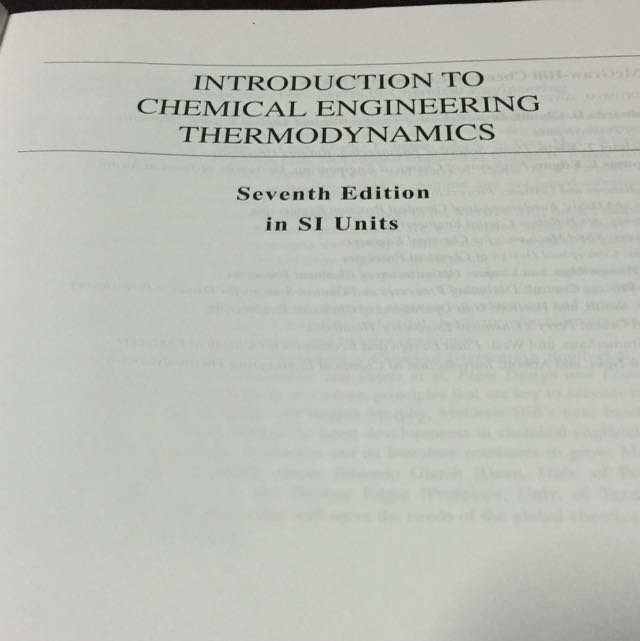 Introduction To Chemical Engineering Thermodynamics 7th Ed, Hobbies ...