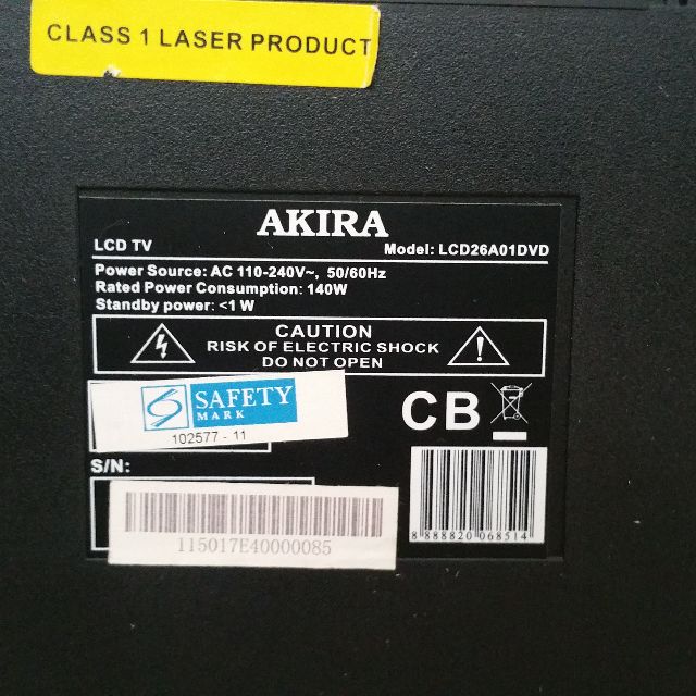 LCD 26" Akira TV, DVD included, Furniture & Home Living, Furniture, TV ...
