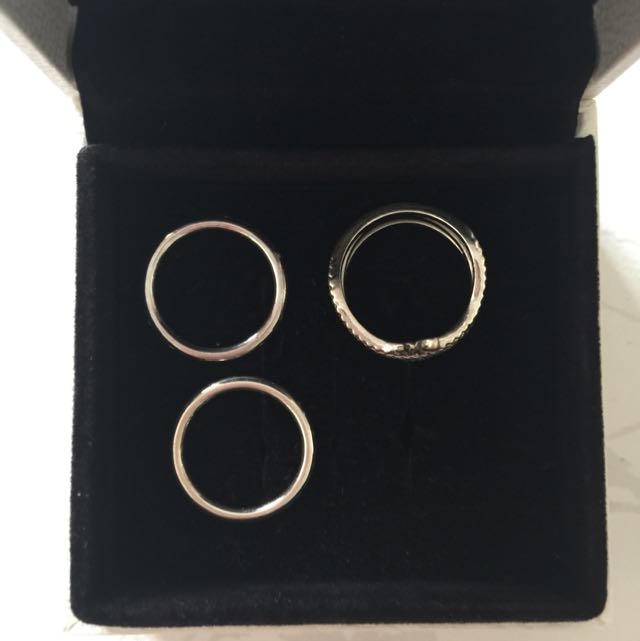 Pandora Swirling Snake Ring & Droplets Ring, Women's Fashion, Jewelry ...