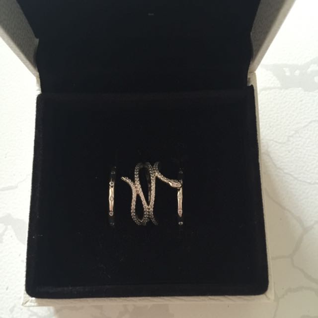 Pandora Swirling Snake Ring & Droplets Ring, Women's Fashion, Jewelry ...