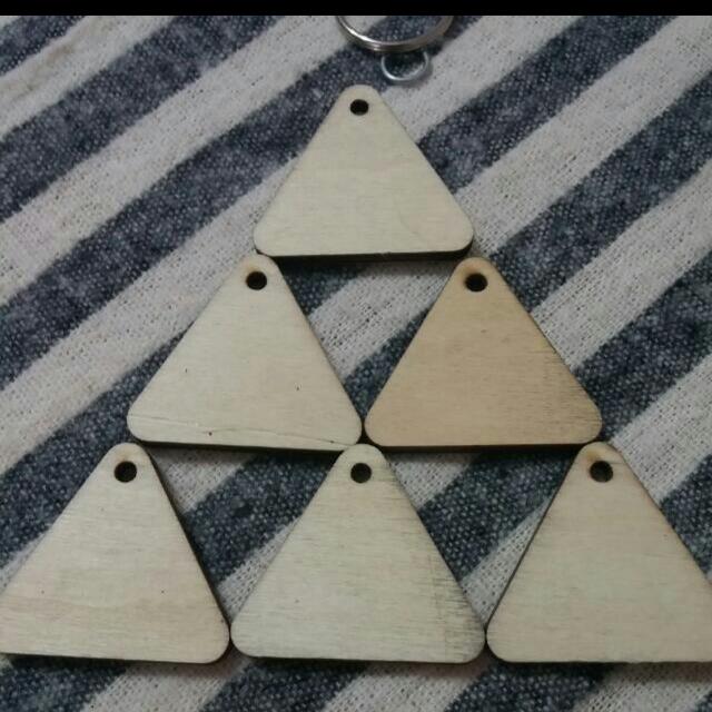 WOODEN TAGS/ KEYCHAIN (triangle), Hobbies & Toys, Stationery & Craft ...