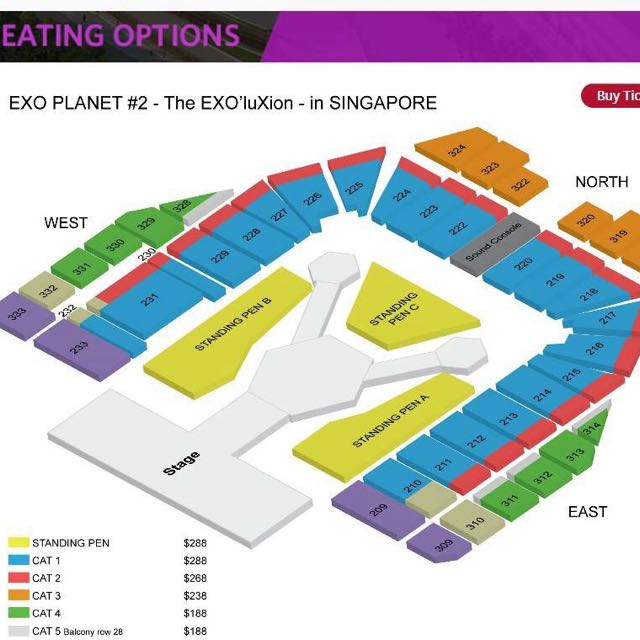 Exo planet #2 - The Exolution concert tickets in Singapore CAT 1 [Seat ...