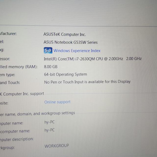 Used I7 Laptop Asus G53SW, Computers & Tech, Parts & Accessories ...