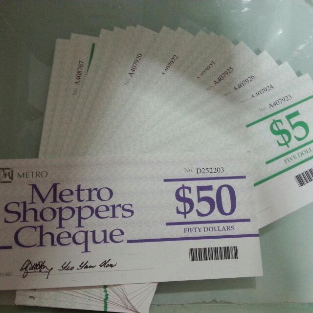 Metro Shoppers Cheque (Reserved), Tickets & Vouchers, Vouchers on Carousell