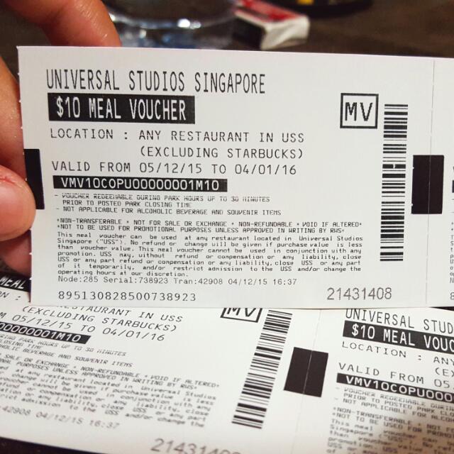 Universal Studios Singapore USS Meal Vouchers - Pending , Tickets ...