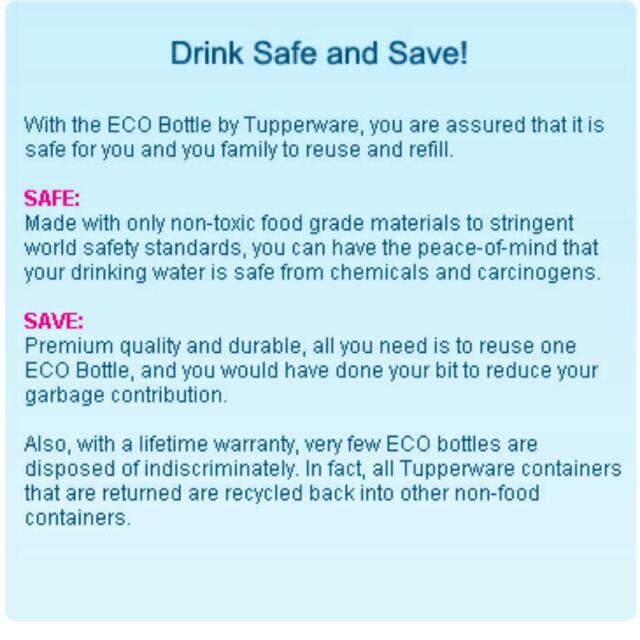 WHY TUPPERWARE BRANDS ECO BOTTLE???, Furniture & Home Living ...