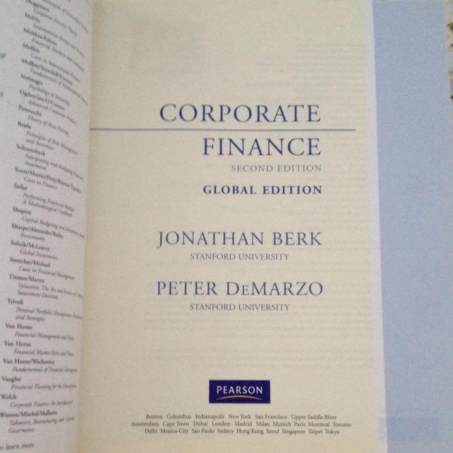 Corporate Finance Pearson 2nd Edition Jonathan Berk Peter DeMarzo, Hobbies & Toys, Books ...