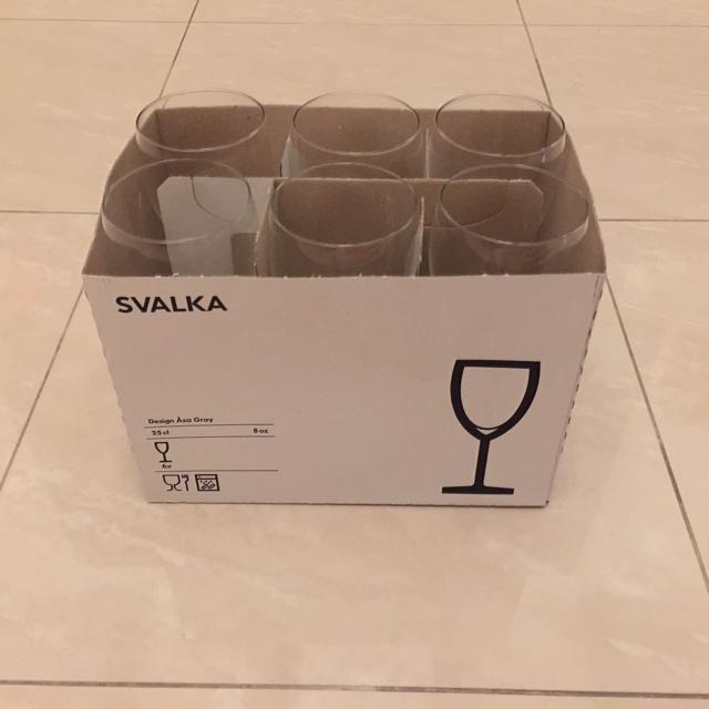 IKEA Svalka 25cl x 6 Wine/ Champagne Glasses, Furniture & Home Living ...