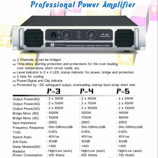 Martin Roland P-3 Professional Power Amplifier, Hobbies & Toys, Music ...