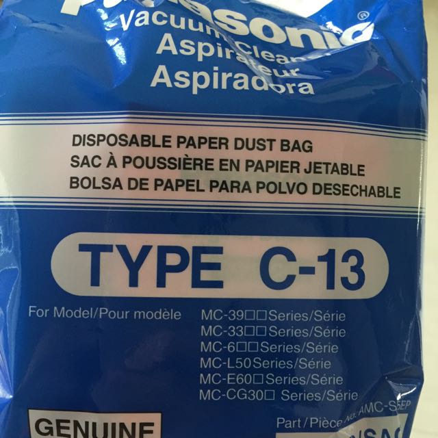 Panasonic Disposable Vacumn Bags C13, Furniture & Home Living, Cleaning ...
