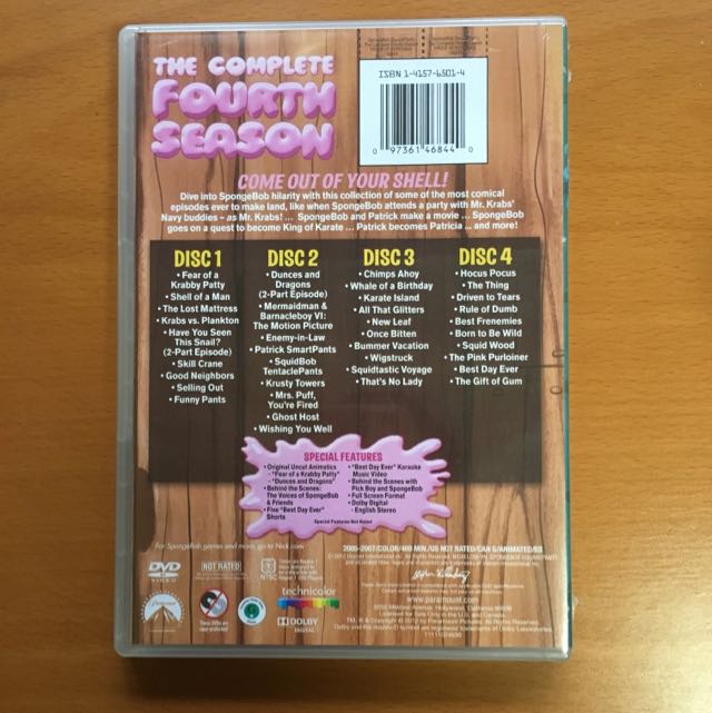 SpongeBob The Complete 4th Season DVD Boxset (2012), Everything Else on Carousell