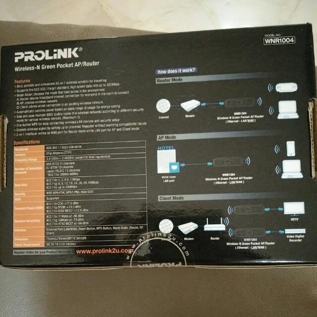 Prolink Wireless-N Green Pocket AP/Route, Computers & Tech, Parts ...