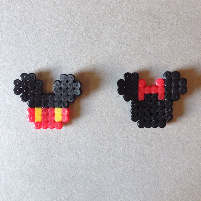Perler Beads Pyssla Beads Mickey And Minnie Mouse Design And Craft Handmade Craft On Carousell