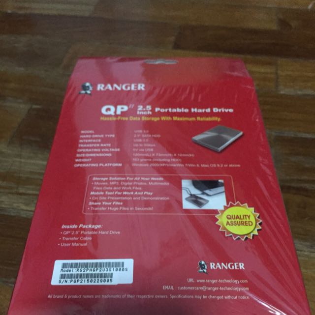 Ranger Portable Hard Drive, Men's Fashion, Watches & Accessories ...