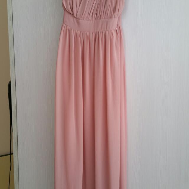 Gorgeous Full Length Toga Evening Gown In Blush Color, Women's Fashion ...
