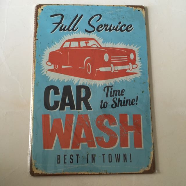 Vintage Car Wash Metal Plate, Everything Else on Carousell