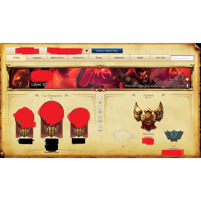 League of Legend Gold 5, All champion owned!, Hobbies & Toys, Toys ...