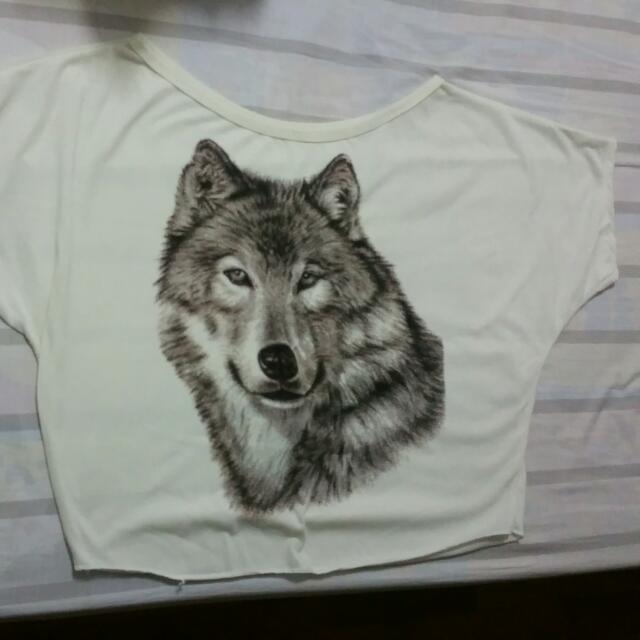 Oversized Wolf Print Crop Top, Women's Fashion, Tops, Other Tops on ...