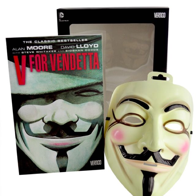V怪客漫畫與面具組合V for Vendetta Deluxe Collector Set, 書籍、休閒與玩具, 文具、藝術、手工藝, 節慶、派對用品在旋轉拍賣