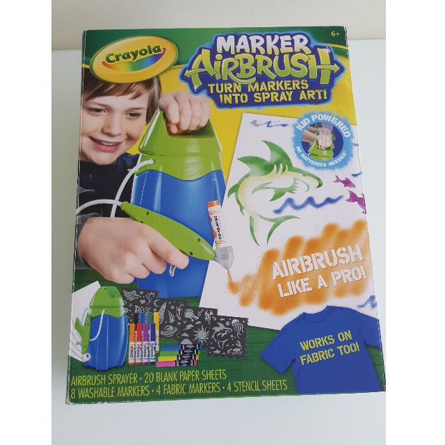 Crayola Marker Airbrush. Condition 7/10 boxed. Airbrush + 4 stencils ...